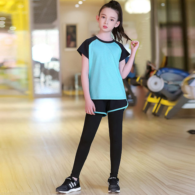 Girls quick-drying sports suit fitness children's quick-drying clothes ...