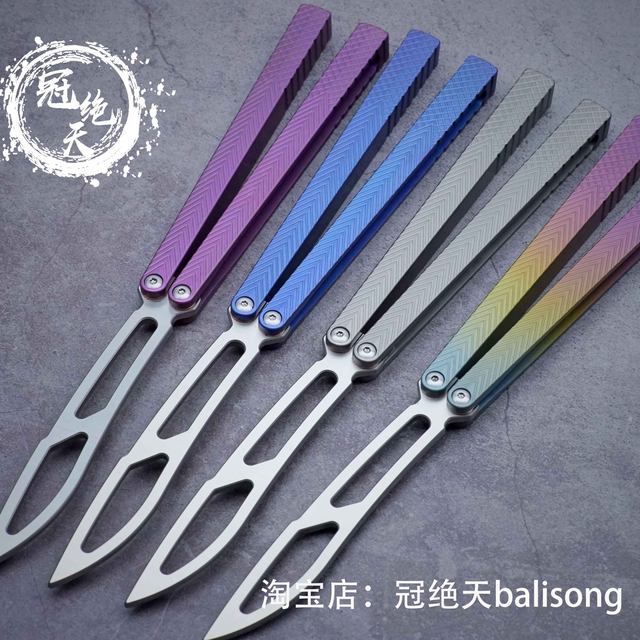 THEONE Yaxian butterfly knife with one-piece titanium handle serif ...