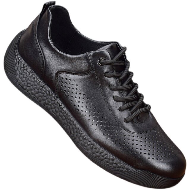Foreign trade men's shoes summer genuine leather breathable hollow ...
