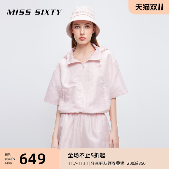 MissSixty short coat women's retractable hooded loose short-sleeved ...