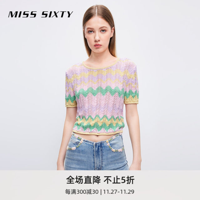 MISSSIXTY knitted shirt women's temperament jacket, the colored ripple ...