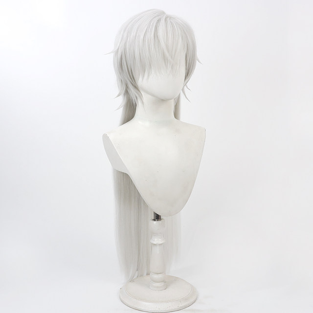 Mingchao brother Shu Lin cos wig silver white anti -dragg long ponytail ...