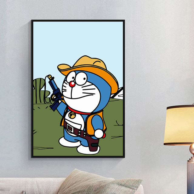 Doraemon Background Wall Cartoon Card Digital Oil Color Painting Anime ...