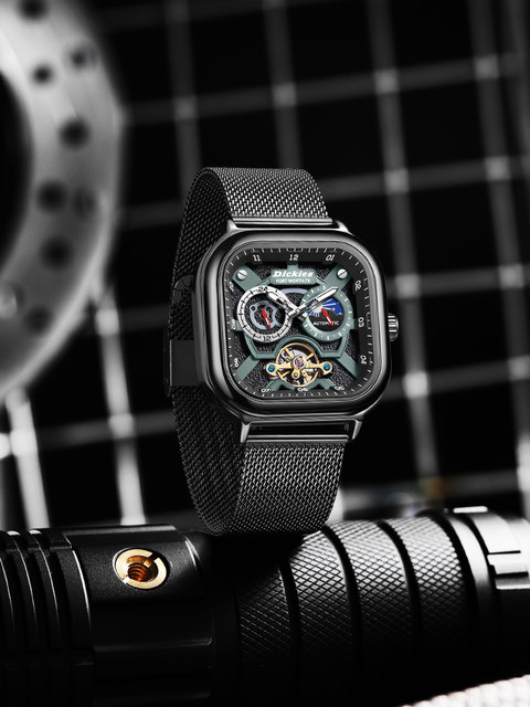 Dickies watch men's square mechanical watch men's fully automatic ...
