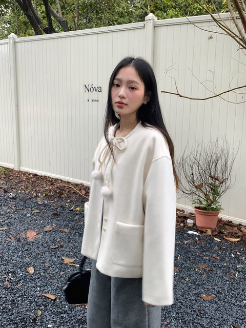 Lili Edit/Bow Double buckle Design A sense of Top Shadow Female Winter ...