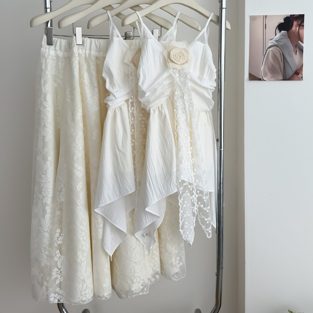 French pure sling vest top lace splicing skirt women's design dress ...