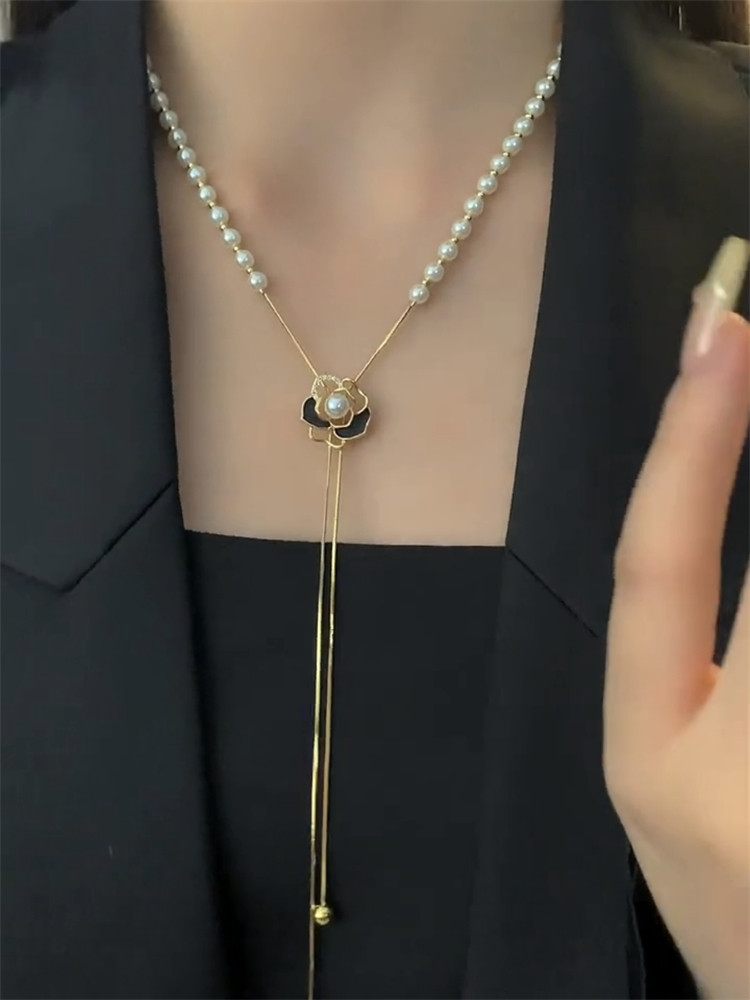 Camellia Necklace, Feminine and Versatile Y-Shaped Clavicle Chain ...