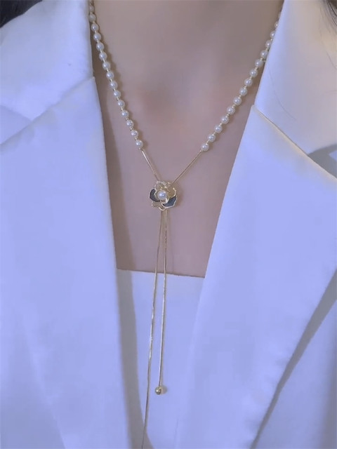 Camellia Necklace, Feminine and Versatile Y-Shaped Clavicle Chain ...