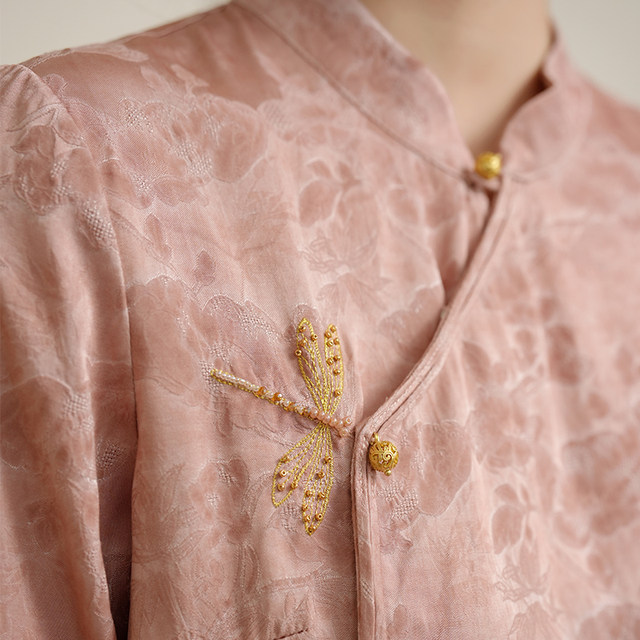Bu Fu 2024 Autumn New Arrival Fried Pink Dragonfly Hand Embroidered ...