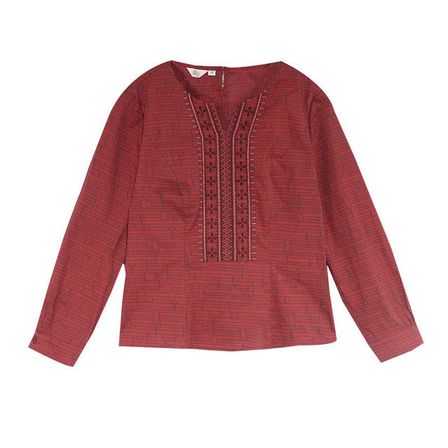 Bufu 2024 New Slim T-shirt Retro Long Sleeve Top Fashionable Western Style Chinese Temperament ...