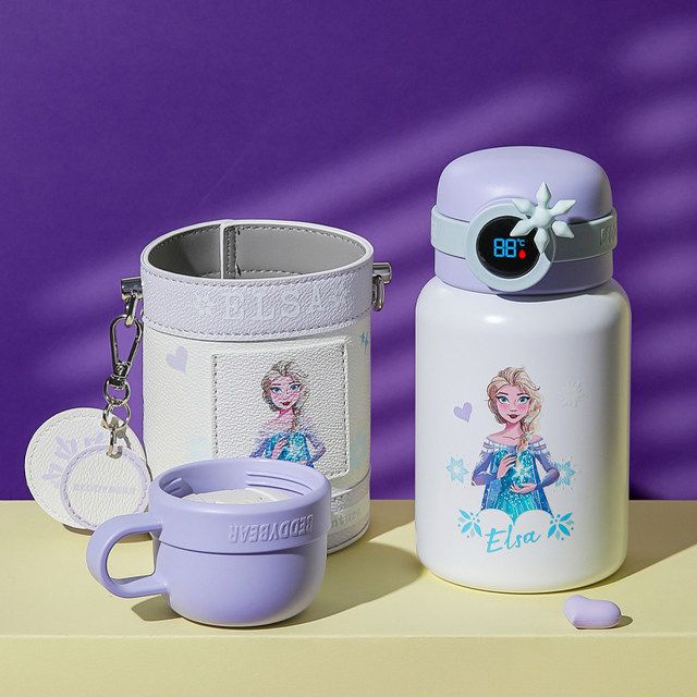 Cup Bear Disney children's thermos cup Elsa co-branded straw cup ...