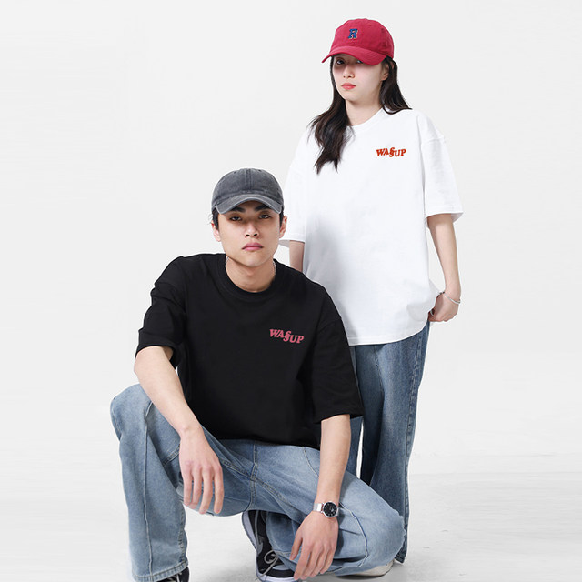 WASSUP trendy brand heavyweight pure cotton 280g letter logo T-shirts ...