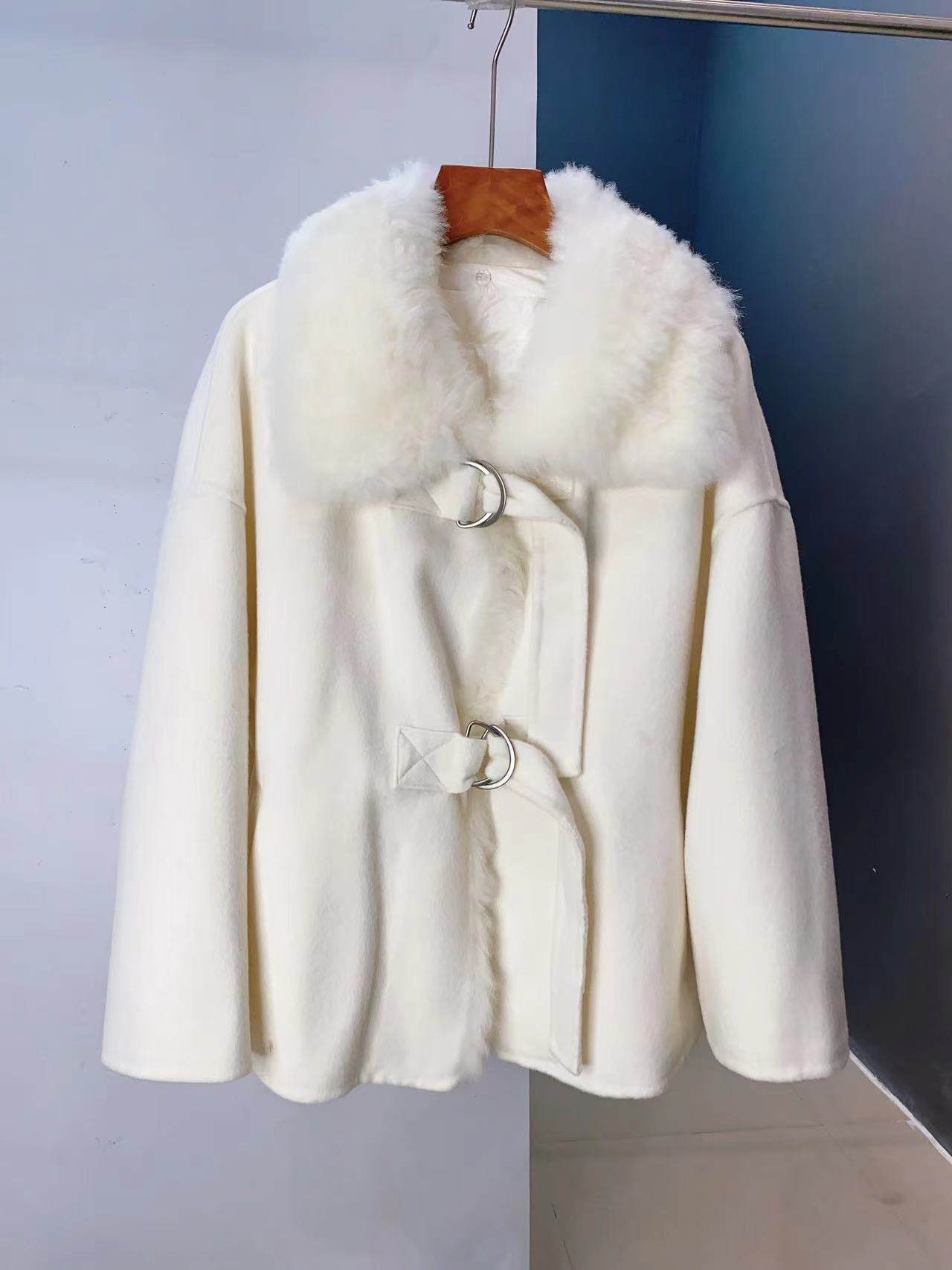 Nalanxun double-sided cashmere coat women's goat hair fur collar down ...