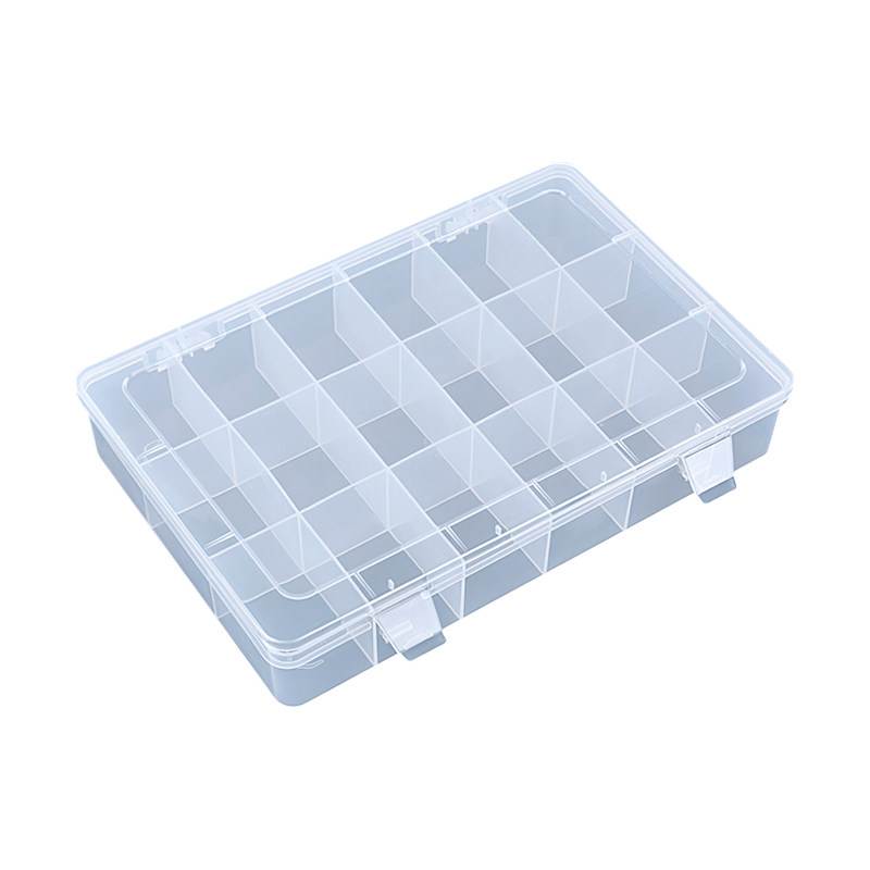 Transparent Fixed Grid Box | 18-Grid Parts Storage with Lid