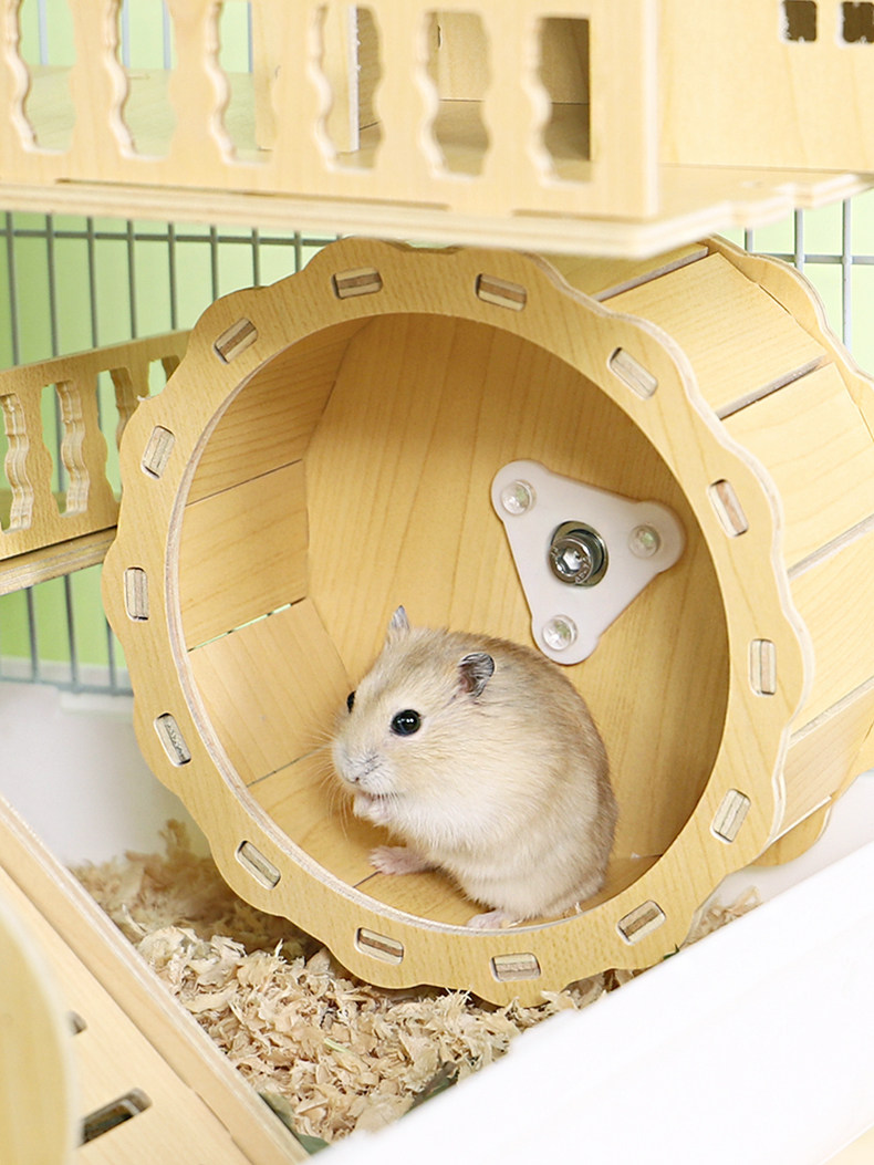 仓鼠躲避屋实木小房子玩具金丝熊窝造景木屋平台用品大全爬梯笼子 | ja－kal