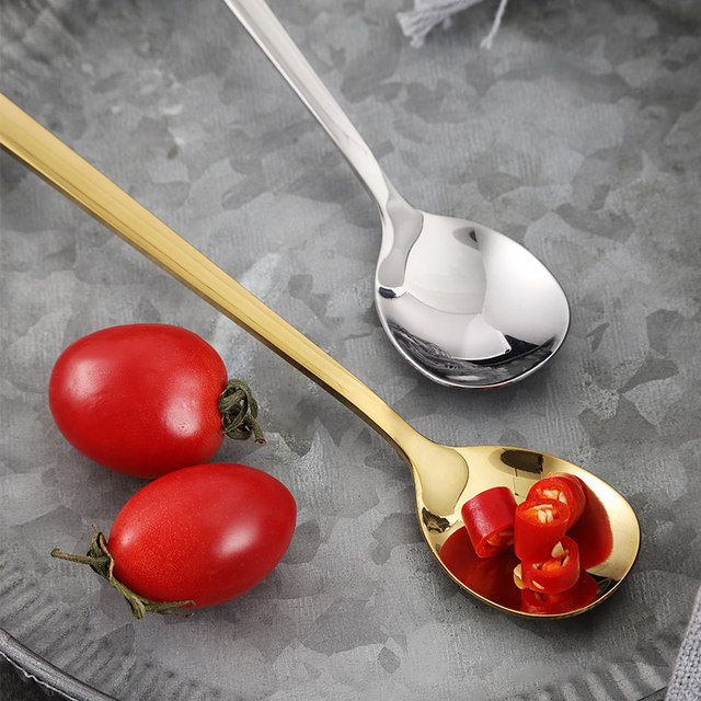 Golden Long-Handled Spoon, Extended Coffee Stirring Spoon, Stirring ...