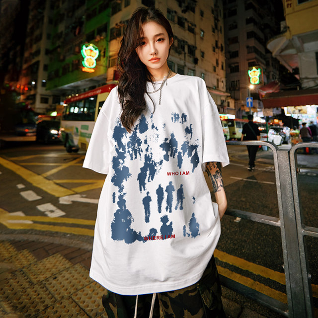 Nuthink American niche design heavy short-sleeved men's summer large ...