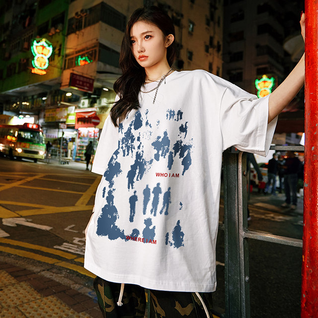 Nuthink American niche design heavy short-sleeved men's summer large ...