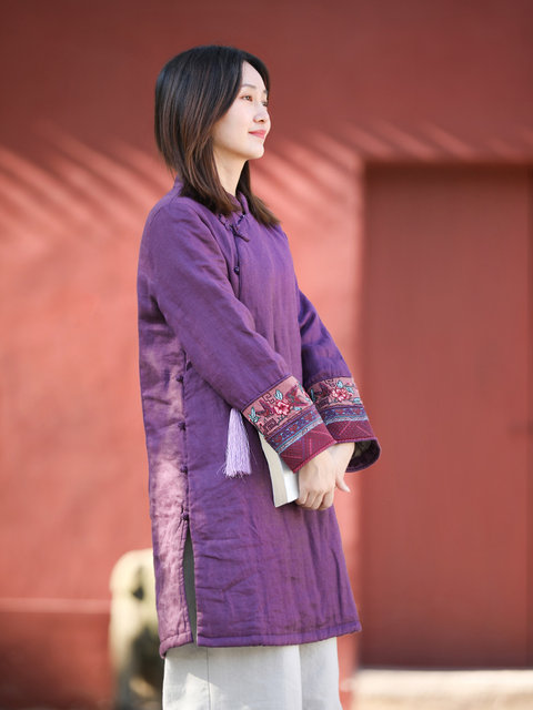 Chinese -style tea clothing linen retro cotton coat female Chinese wind ...