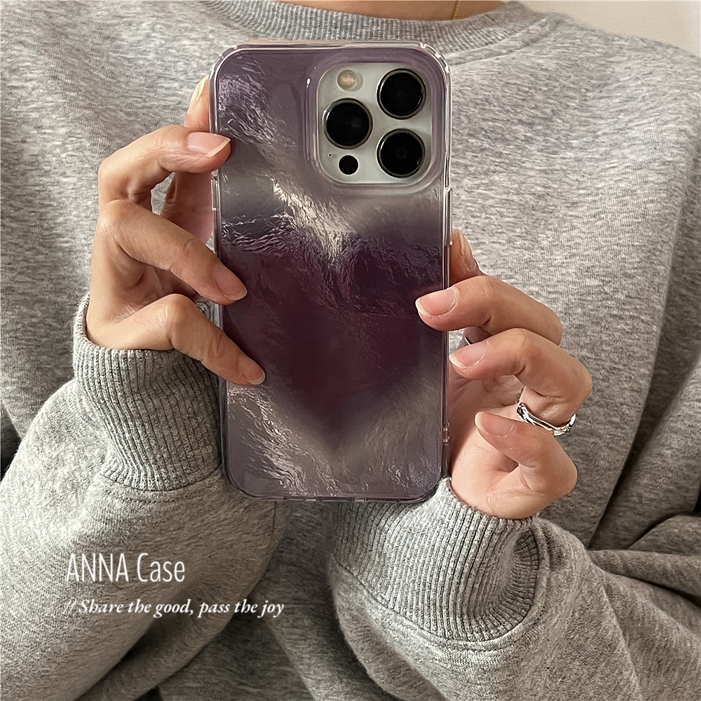 ANNACASE niche ins blooming romantic purple love suitable for Apple 16promax mobile phone case ...