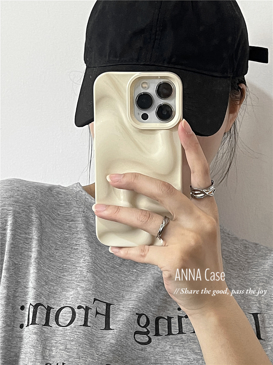 ANNACASE high-end cold wind irregular wave pattern suitable for Apple 14promax mobile phone case ...