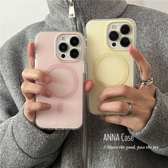 ANNACASE Korean ins girl cream pink blue yellow frosted magnetic phone ...