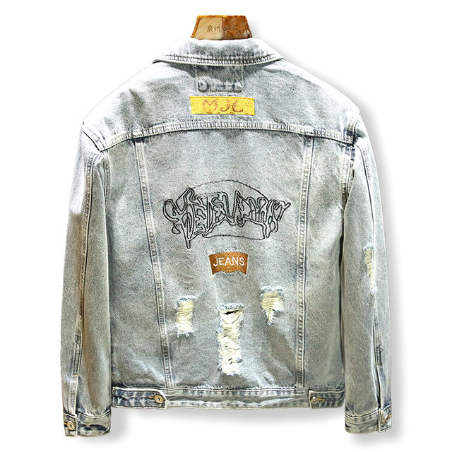 Spring and autumn denim jacket men's trendy brand European and American ...