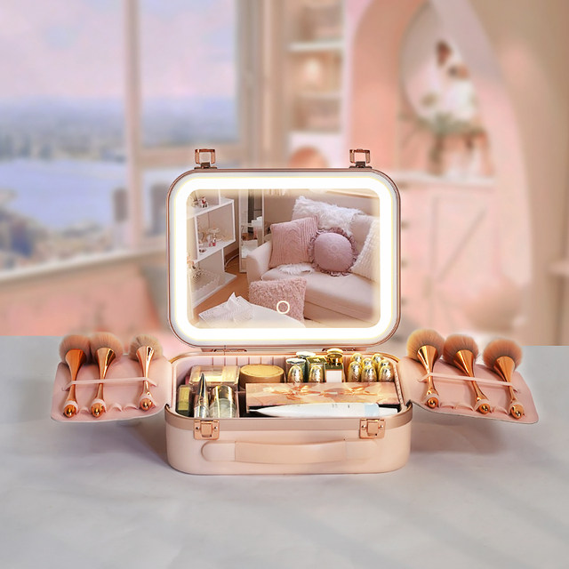 Niceland with lights makeup box portable female makeup bag hand -large ...