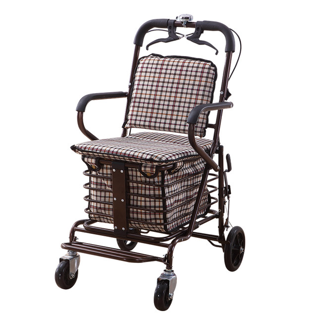 Portable trolley elderly scooter folding shopping cart can sit four ...