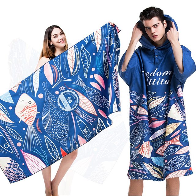 Hiturbo quick-drying changing bathrobe jacket for men and women beach ...