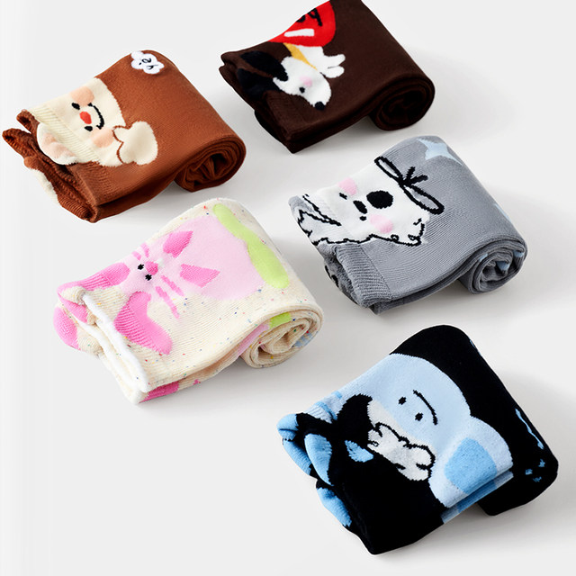 JKN Korean socks women's mid-calf socks Japanese cute butterfly cotton