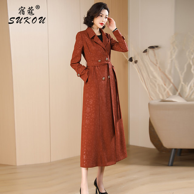 Rust red popular windbreaker women's mid-length 2024 autumn new style ...