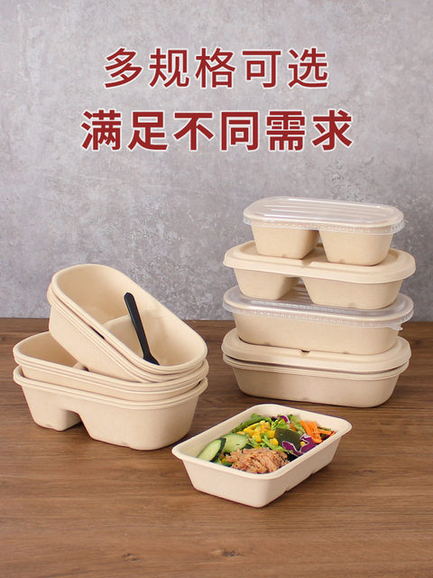 Light food packing box takeaway rice box disposable double -grid box ...