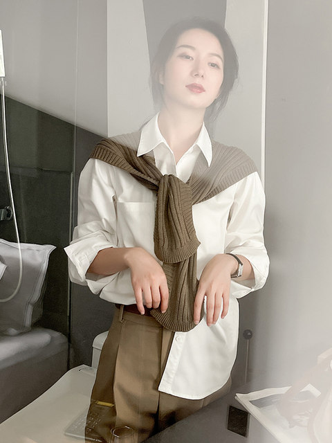 White shirt women's commuter high-end inner wear basic style anti ...