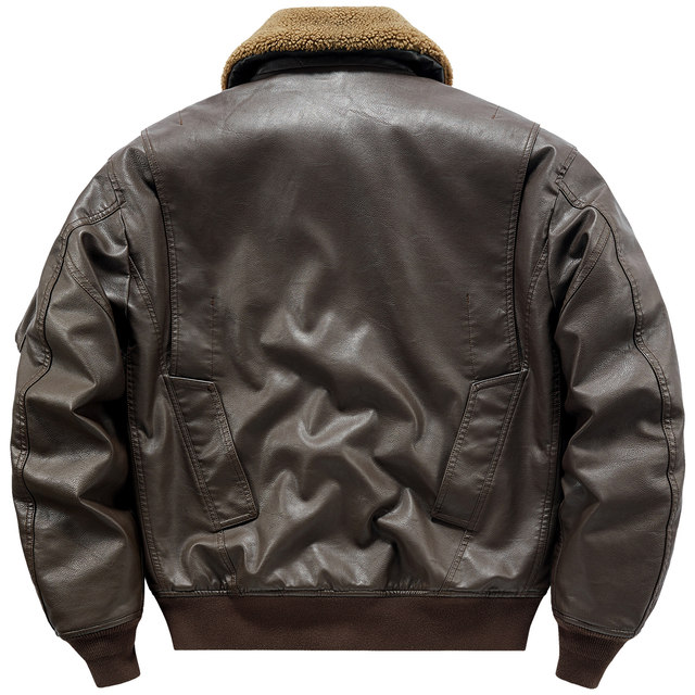 VIP winter motorcycle leather jacket, men's American retro lapel bomber ...