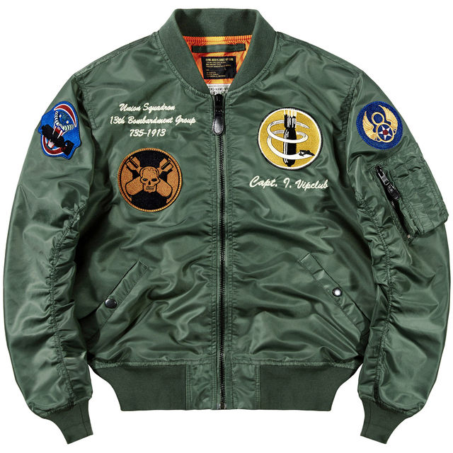 VIP American retro ma1 bomber jacket men's embroidered badge baseball ...