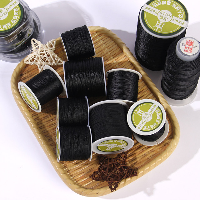 Black braided rope jade thread handmade diy bracelet hand rope pendant ...