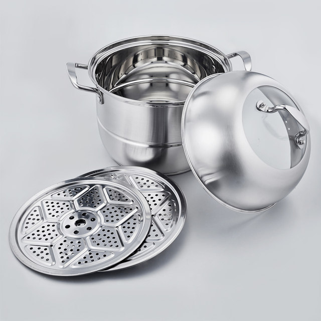 Zhengli stainless steel steamer 34cm double bottom heightened thickened ...