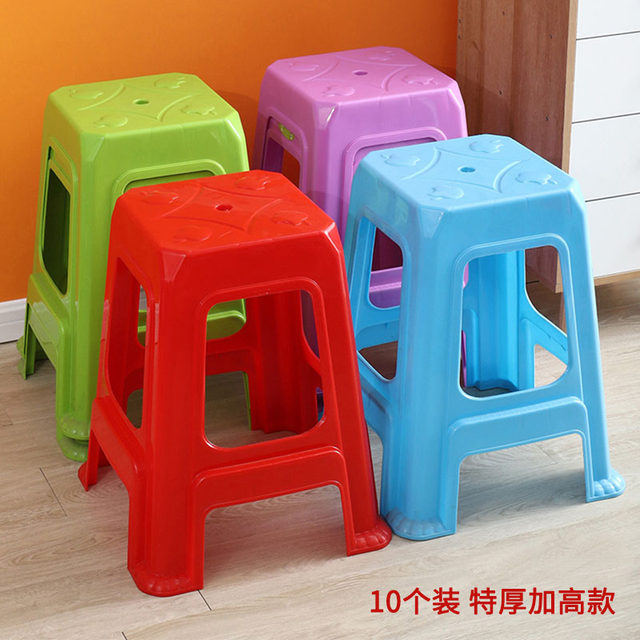10 Extra-Thick Red Plastic Stools for Home Use, Banquet Red Stools ...