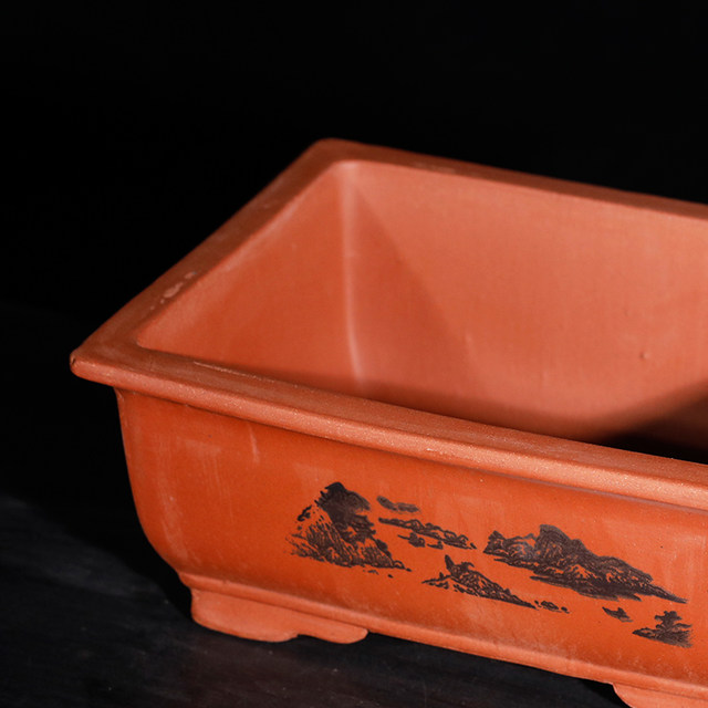 Purple Clay Rectangular Flower Pot, Large Diameter Tree Planting Pot ...