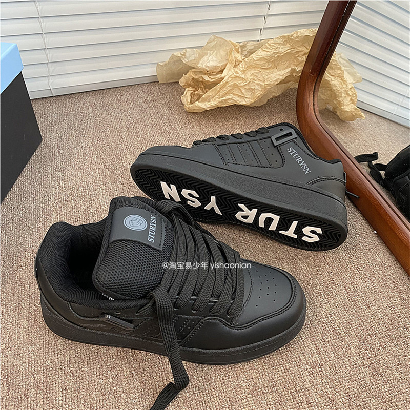 Hong Kong style men's shoes black couple bread shoes ins trend 2024 ...