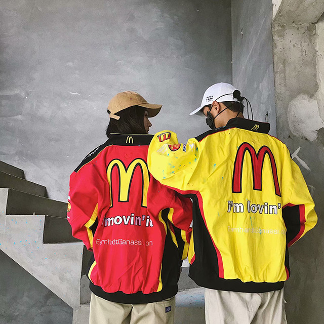 ins vintage coat couple street Harajuku style motorcycle hip hop ...