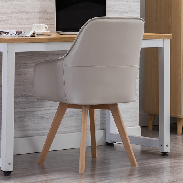 Solid wood computer chair Nordic chair stool backrest chair leather ...