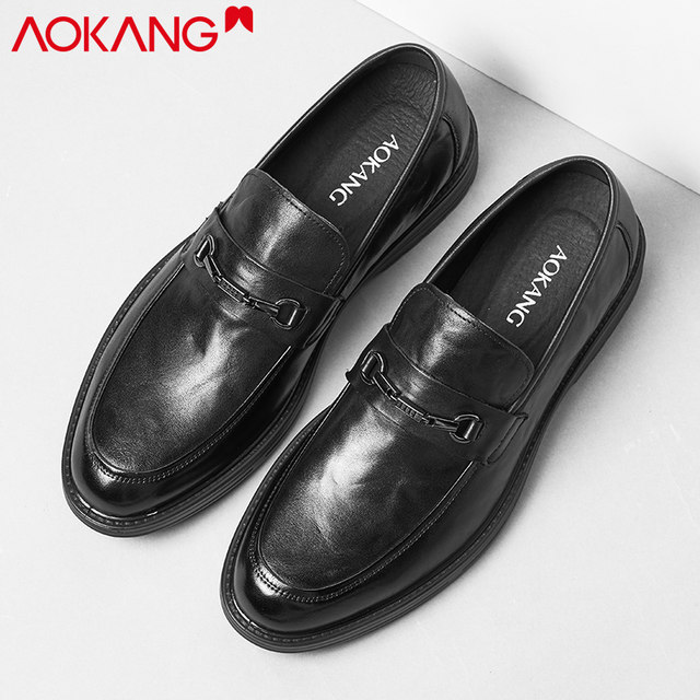 Aokang Men's Shoes Spring Men's Leather Shoes Genuine British ...