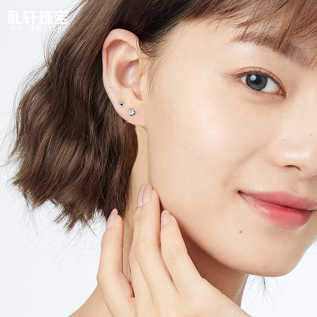 S999 sterling silver screw earrings Twim ear bone female ear sticks, ear sticks, bath, bath ...