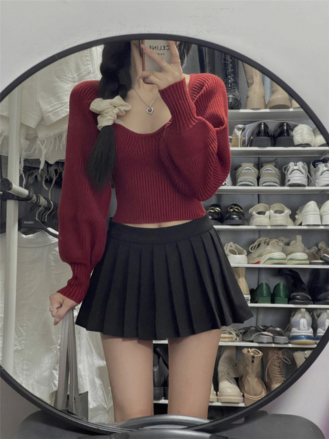 Khaki color suits ultra -short pleated skirt female spring and autumn 2024 new high -waisted ...