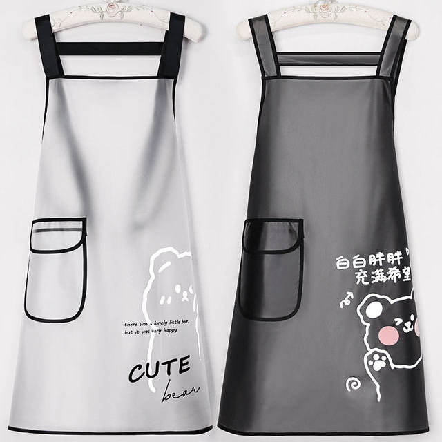 Transparent apron for women's home kitchen waterproof and oil-proof ...