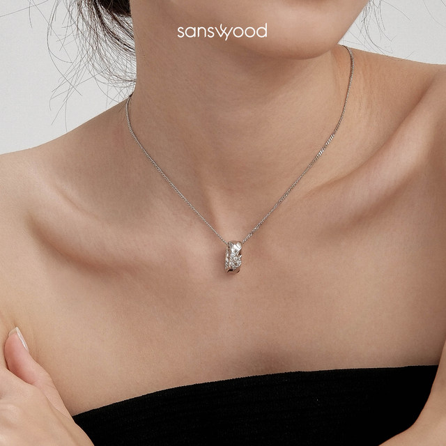 sanswood high-end commuter necklace light luxury niche diamond clavicle chain gold/silver two-color