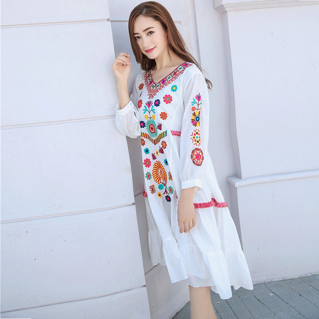 Plus Size Beach Dress Xinjiang Prairie Xishuangbanna Skirt Seaside ...