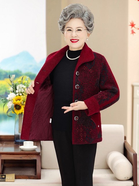 Middle-aged and elderly autumn and winter clothes for female mother ...